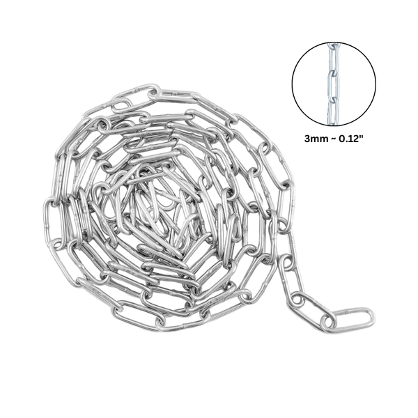 3mm Heavy Duty Steel Link Chain – 1 Metre – S D Tools